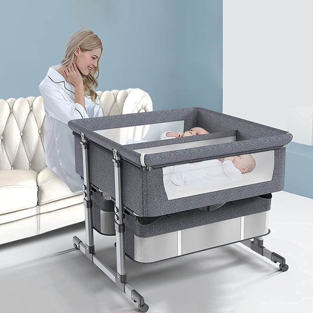 Twin Bassinets for Twins - Adjustable, Mesh, Storage - Bedside Sleeper ...